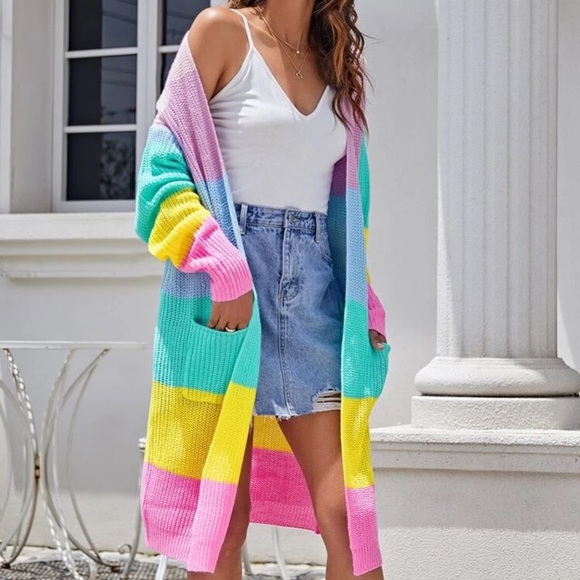 Sweaters | Last One Pretty In Pastels Rainbow Cardigan | Poshmark
